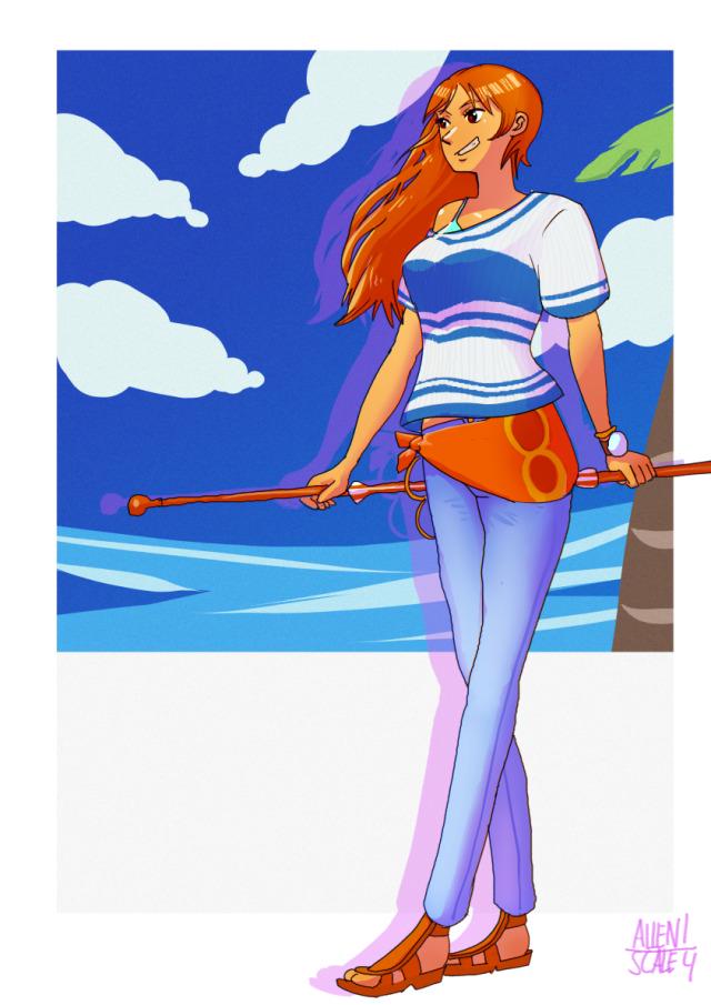 Waves from the past to the future~~~🌊🍊🌊 Nami fanart(My art) | Scrolller