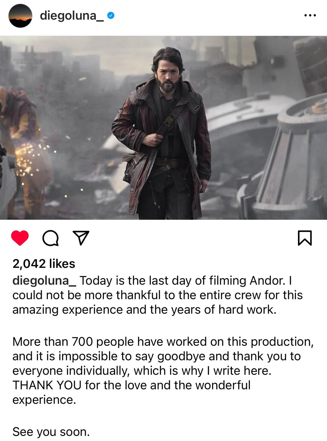 Andor season 2 finished filming today | Scrolller