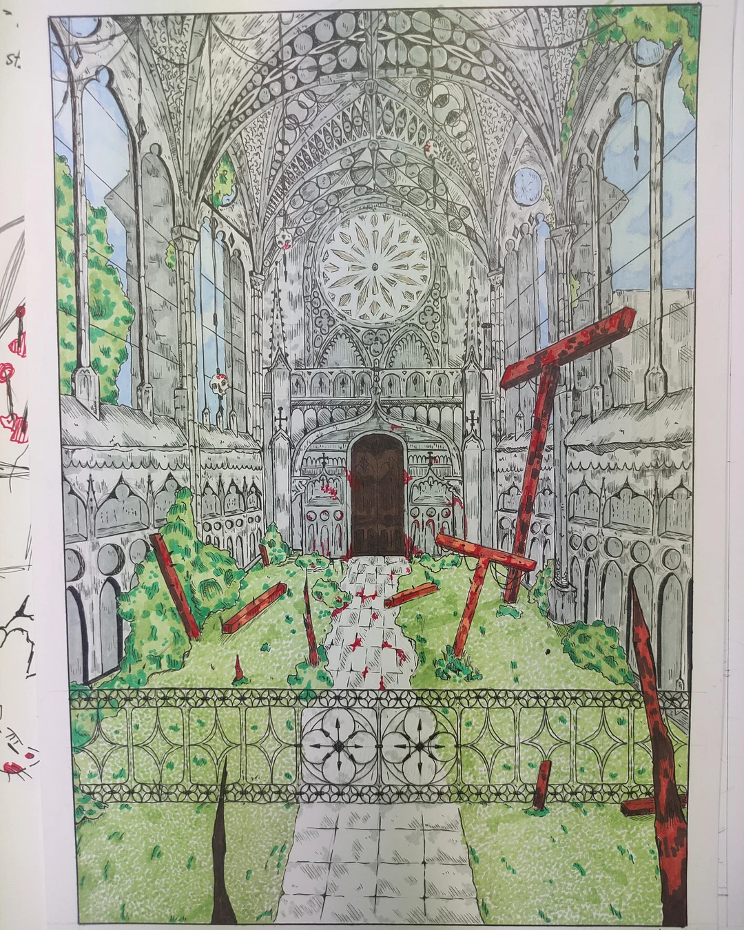 Ruined Cathedral, Me, Ink and Markers, 2023 | Scrolller