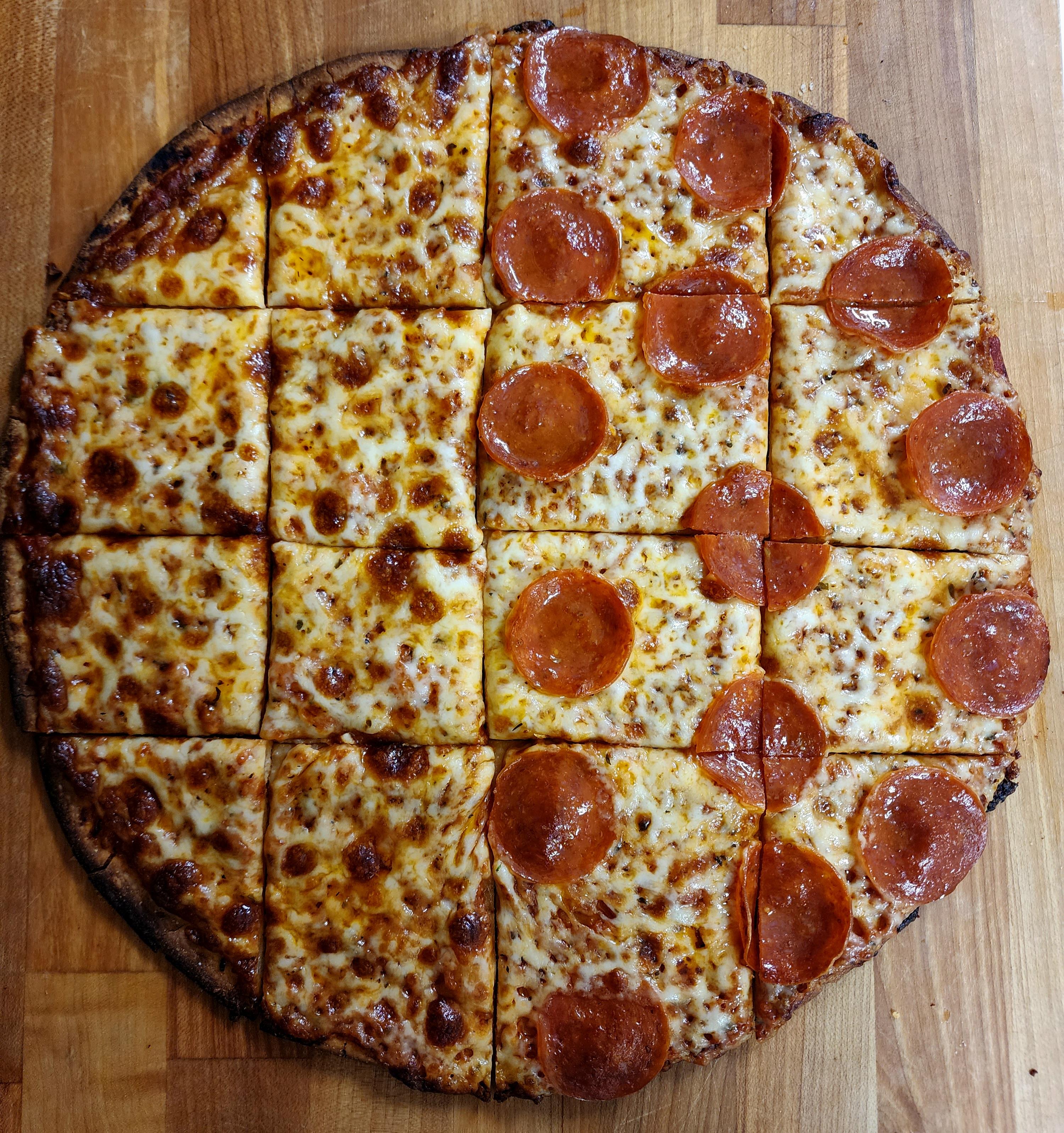 [Homemade] Dill Pickle and Half Cheese Half Pepperoni Chicago style thin crust pizzas. | Scrolller