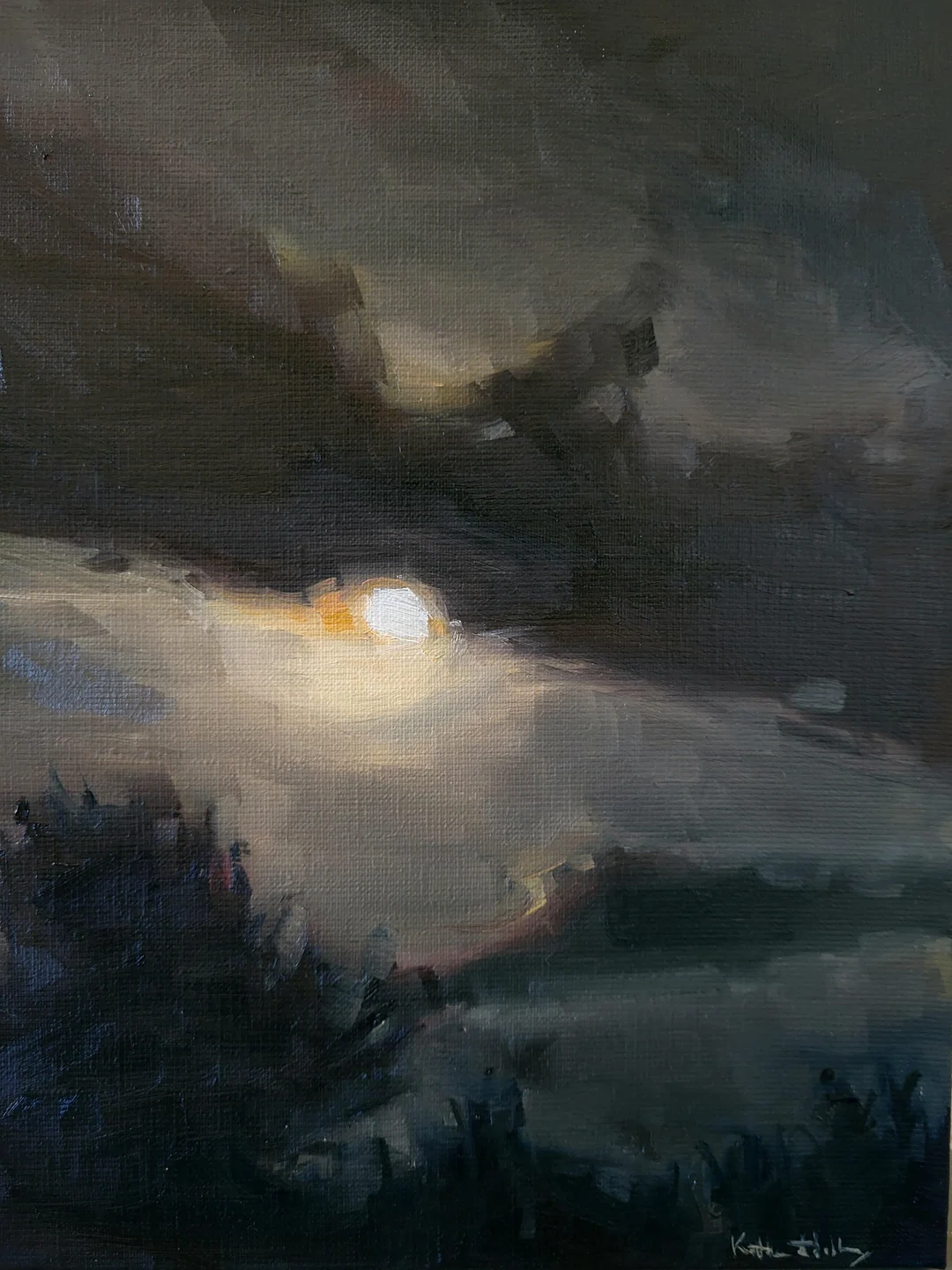 October moon, me, oils, 2022 | Scrolller