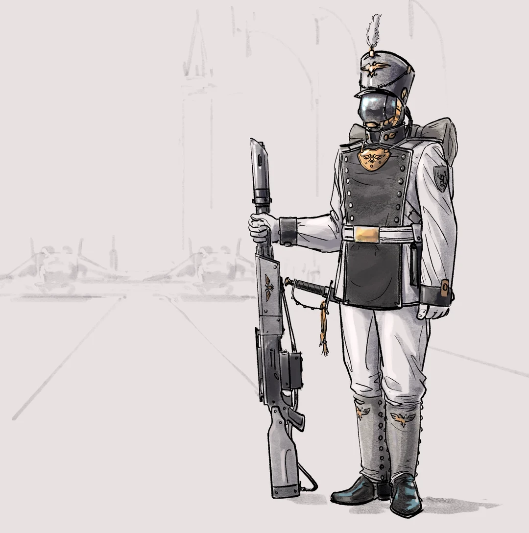 [OC] Concept art for a custom imperial guard regiment that I drew. | Scrolller