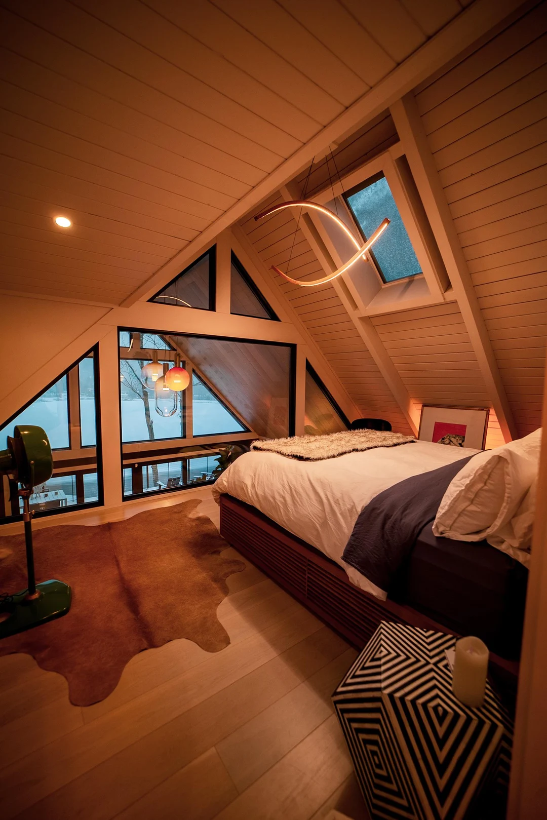 Modern Ski Chalet Loft Bedroom | Scrolller
