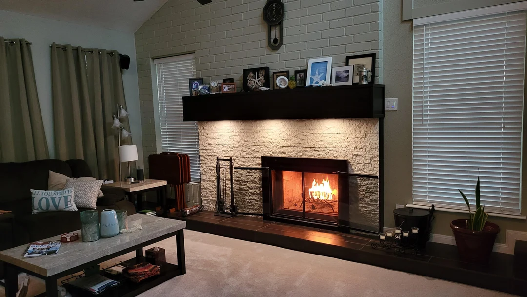 Cozy living room + first fireplace of the season | Scrolller