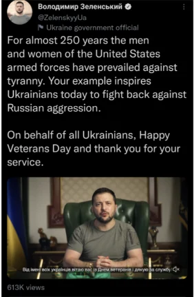 Zelensky just wished us a Happy veterans day! | Scrolller
