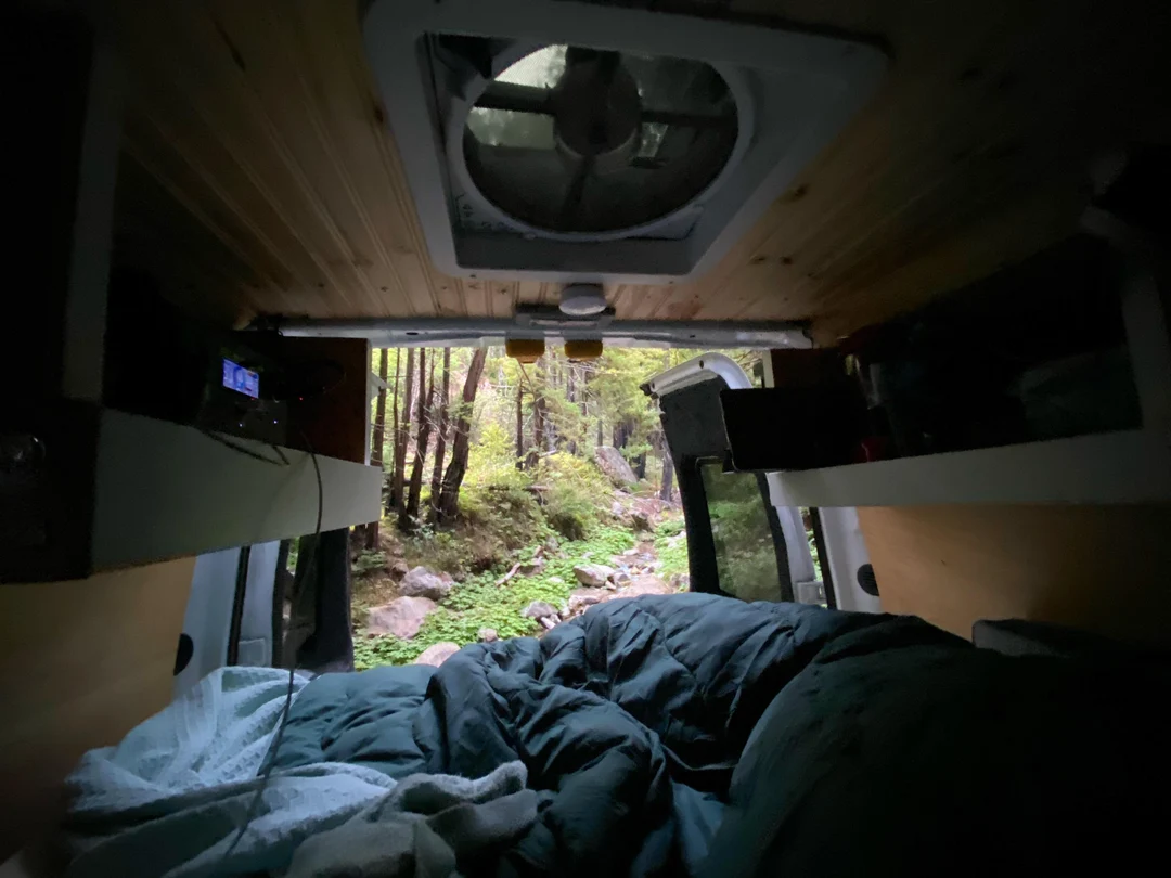 View from our cozy bed in our camper van, just outside is the Cali wilderness | Scrolller
