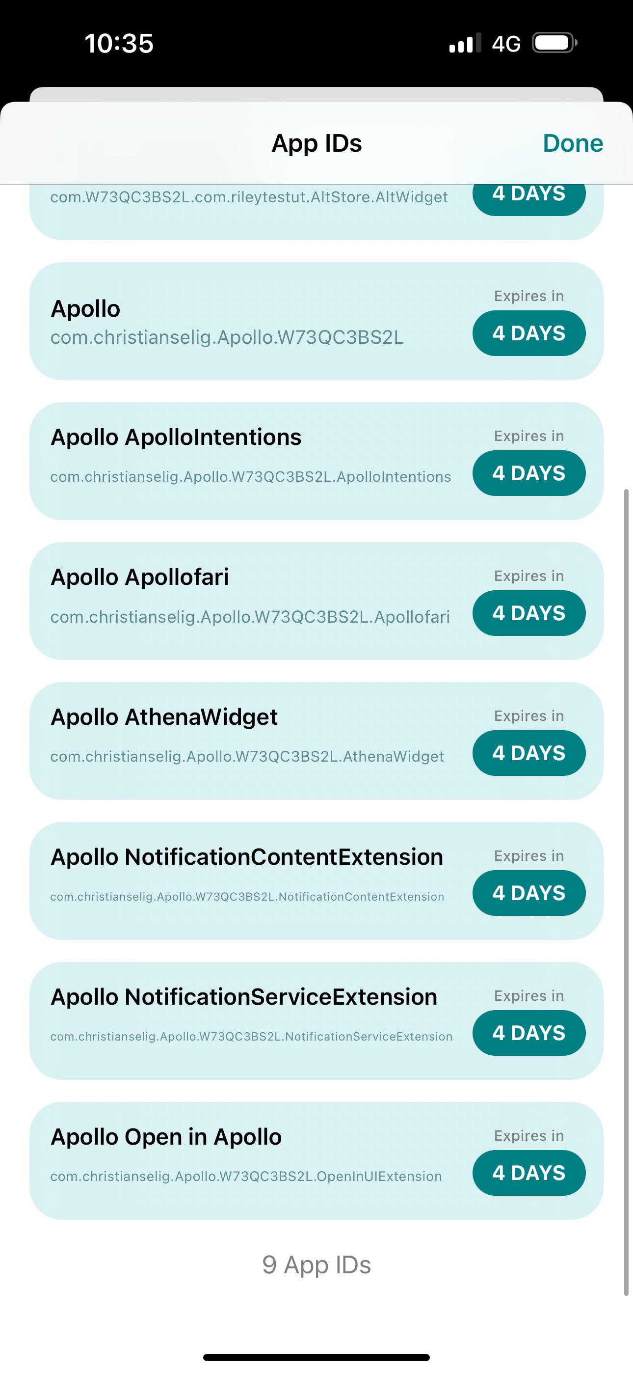 All this Apollo App IDs are mandatory? Because of this I can only have AltStore and Apollo ...