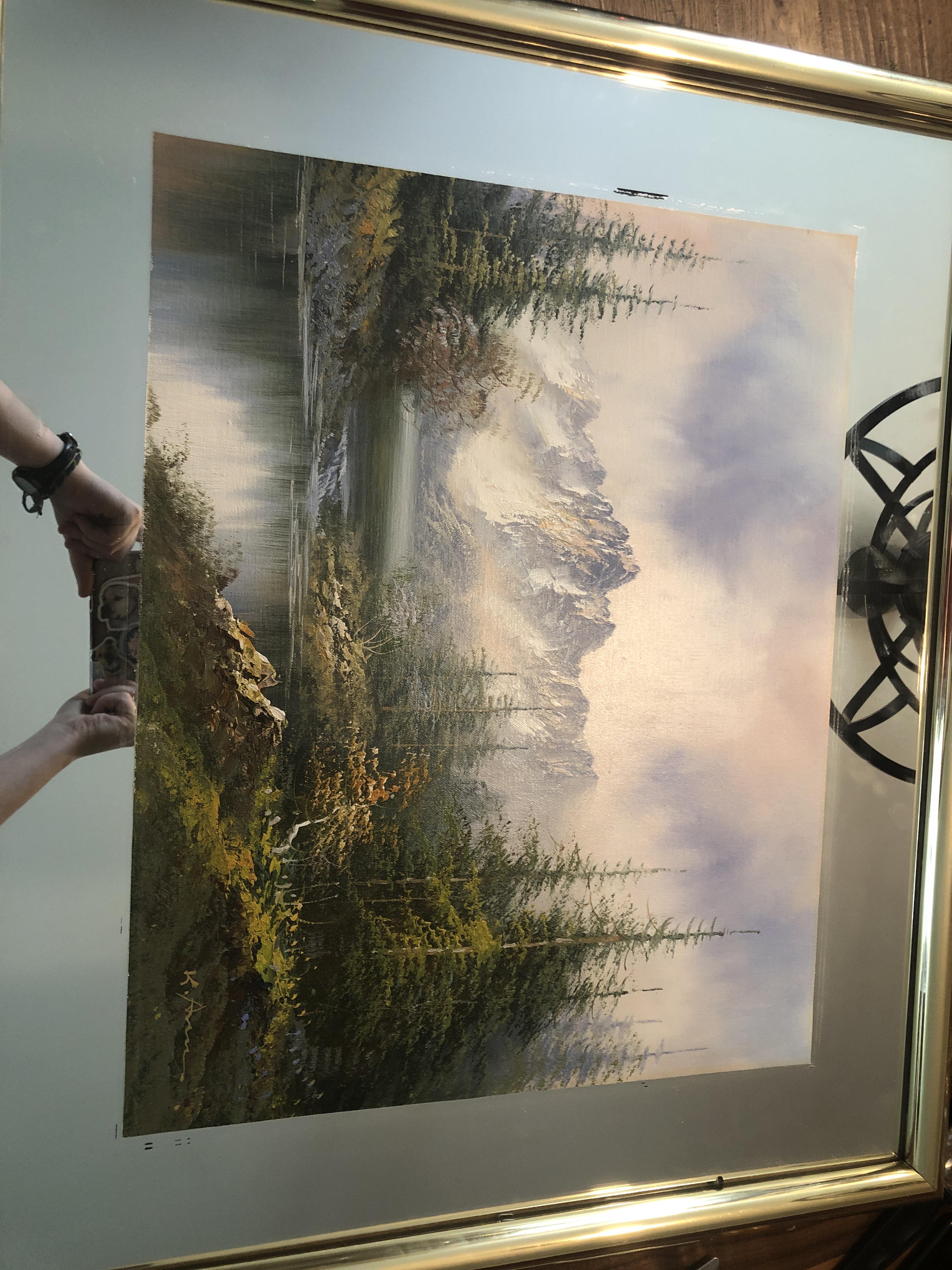 Any recommendations for removing a canvas from a mirror? Unknown adhesive, got it from a yard ...