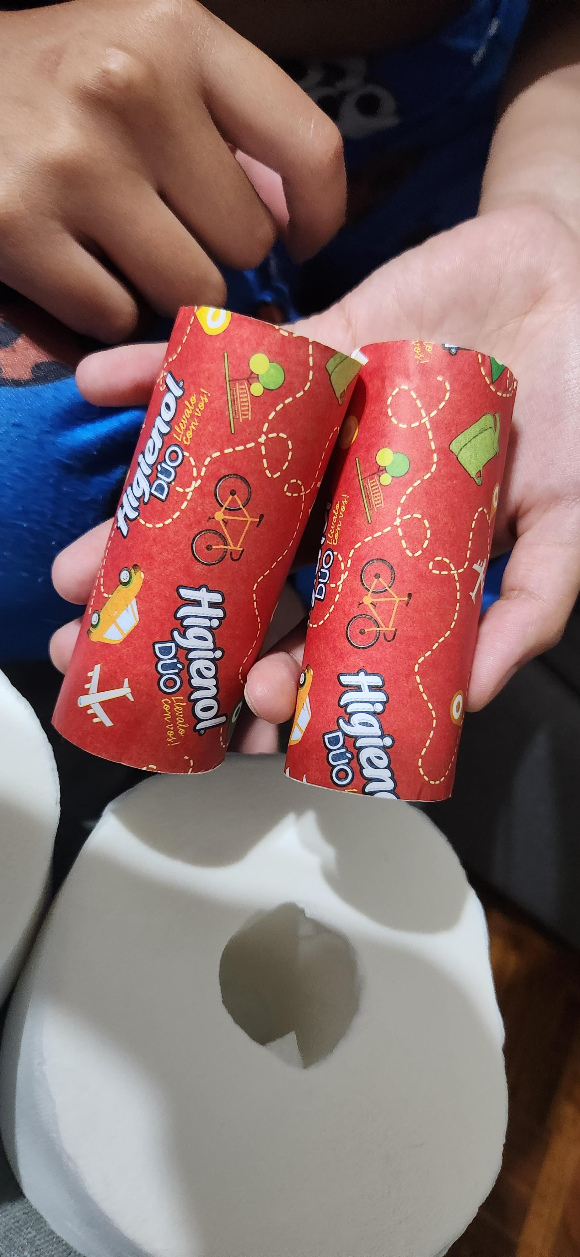 There's toilet paper with more toilet paper inside of it instead of the ...