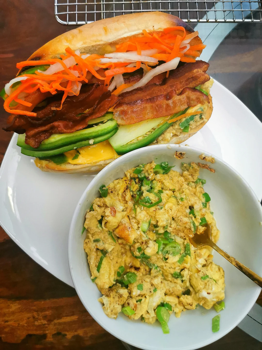 Bacon banh mi and scrambled eggs with gronions | Scrolller