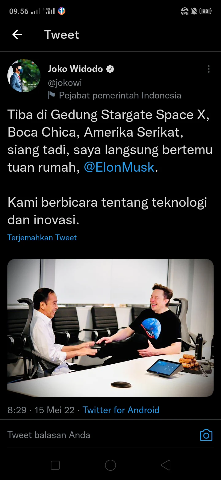 Jokowi bertemu Elon Musk di Boca Chica | Scrolller