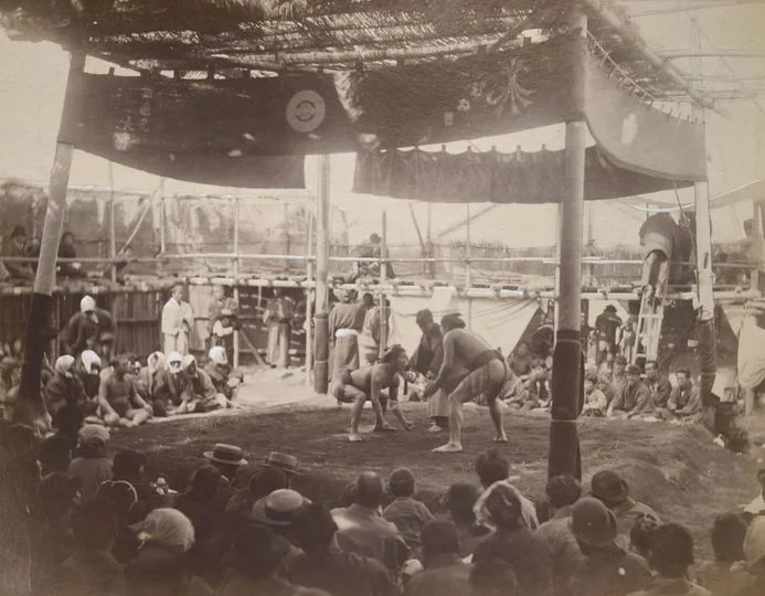 Sumo wrestling. Yokohama, Japan in 1887. | Scrolller