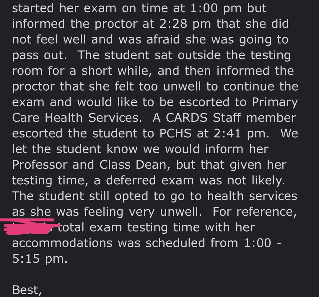 Left exam early from illness | Scrolller