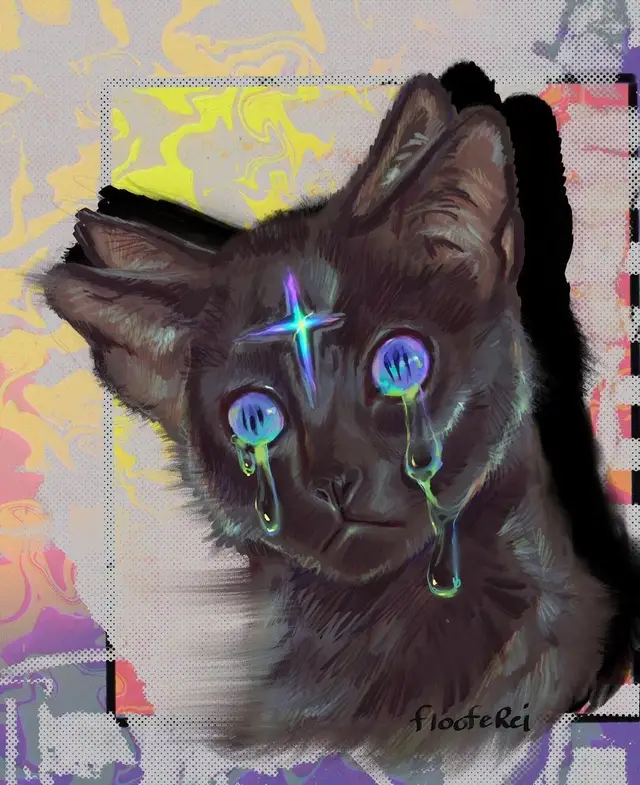 psychedelic cat (art by me) | Scrolller