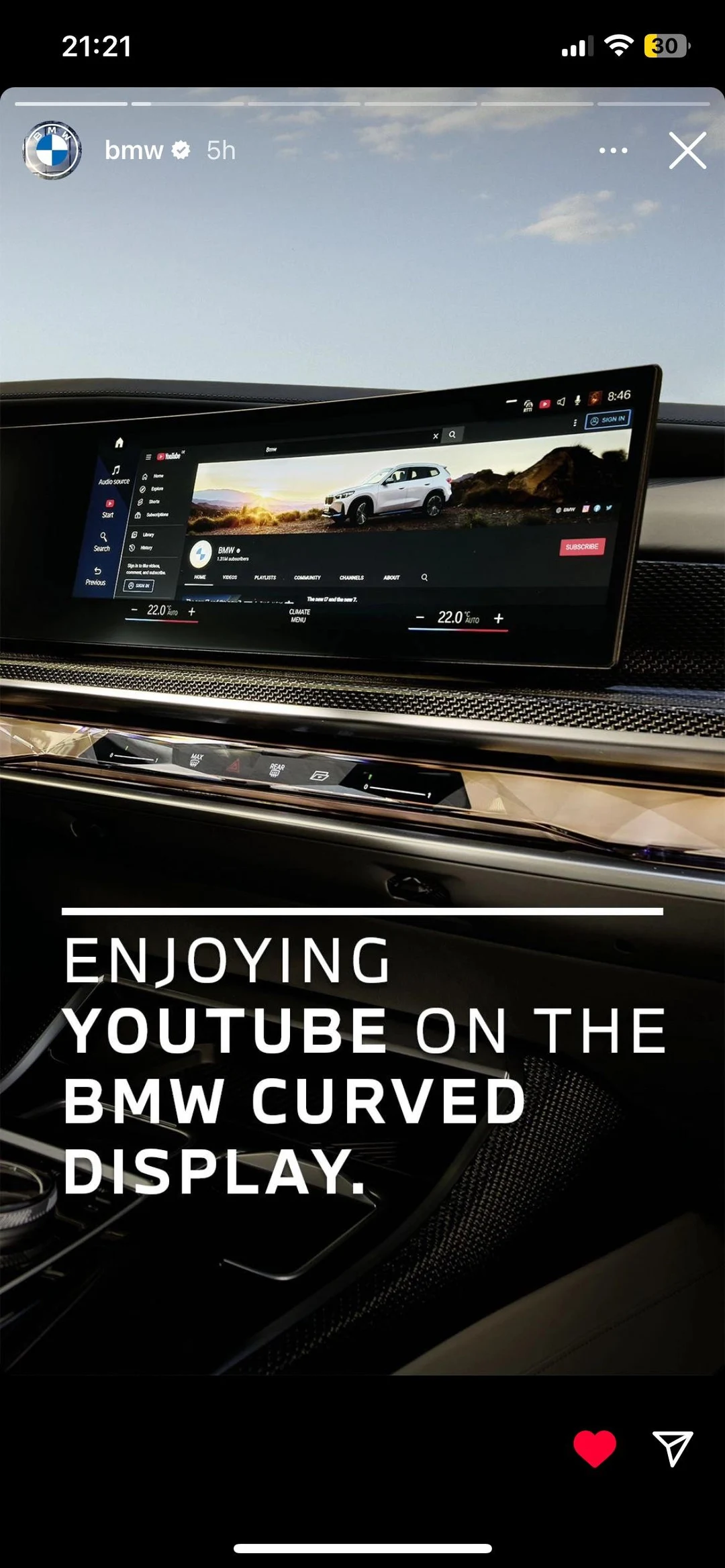 Enjoying Youtube on BMW curves display | Scrolller