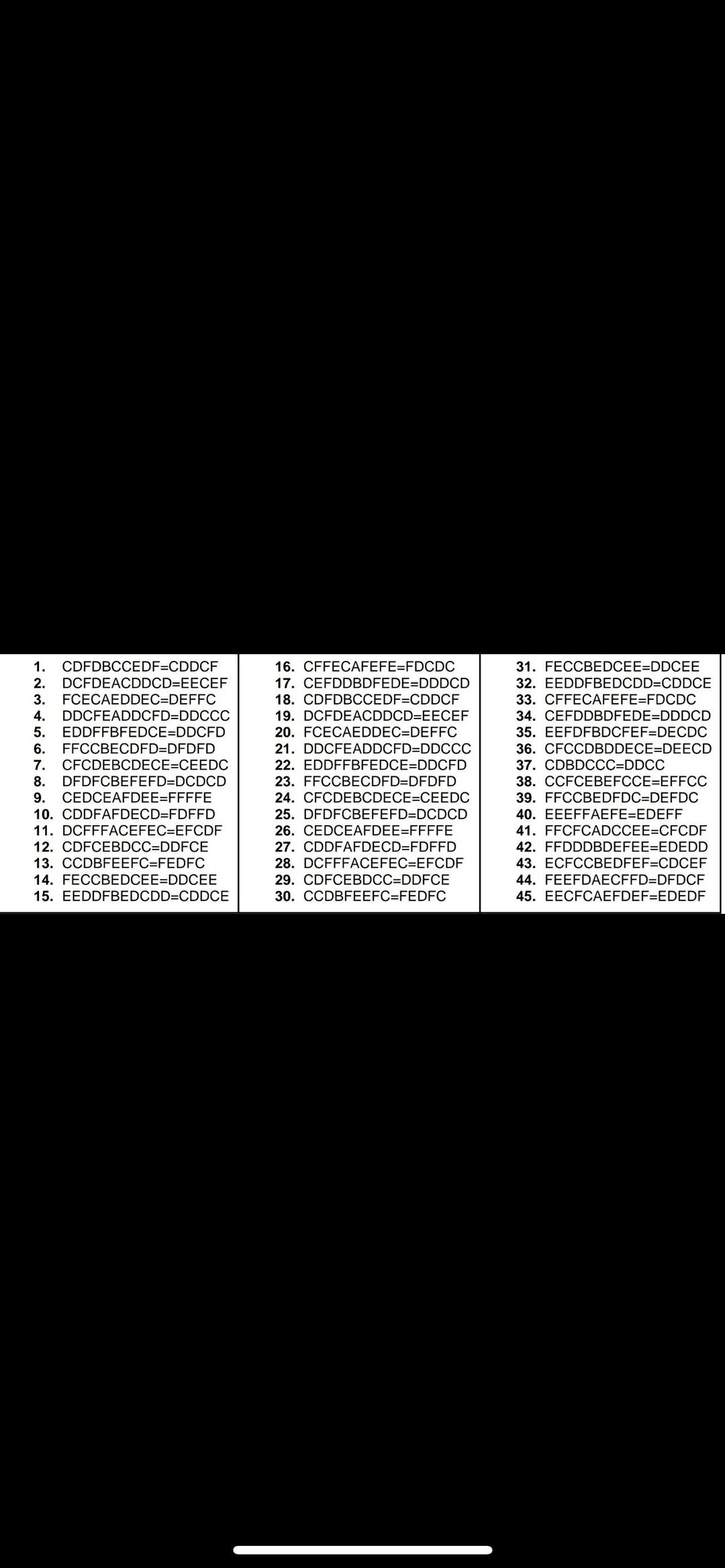 Can someone help me spot a pattern? I think that it must be an operation between strings where a ...