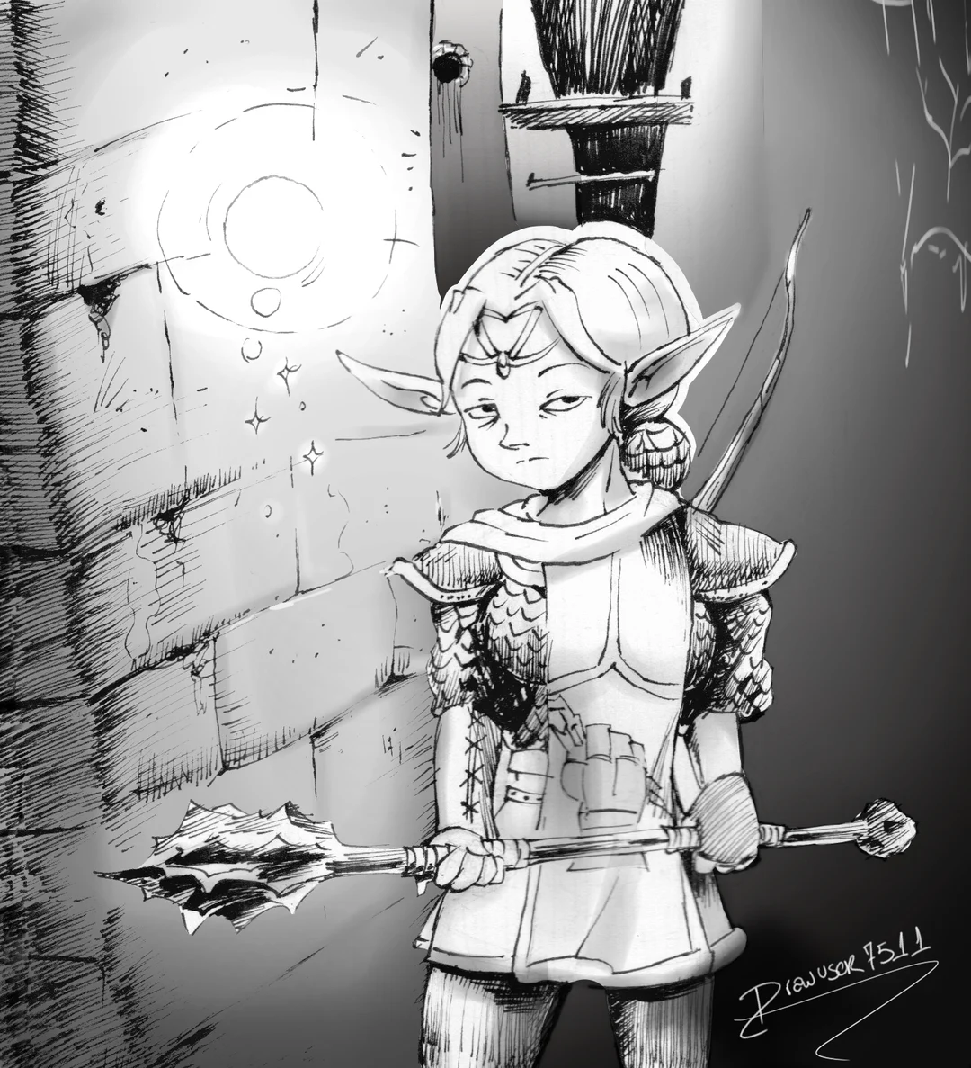 An elven cleric lost in the dungeon (art by me) | Scrolller