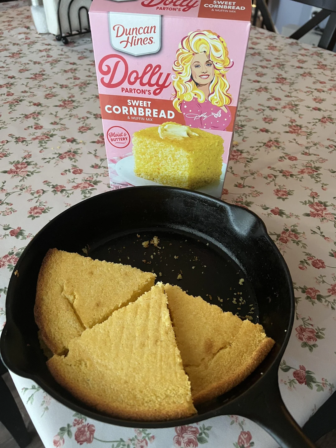 Dolly Parton cornbread in a cast iron skillet—SO good! | Scrolller