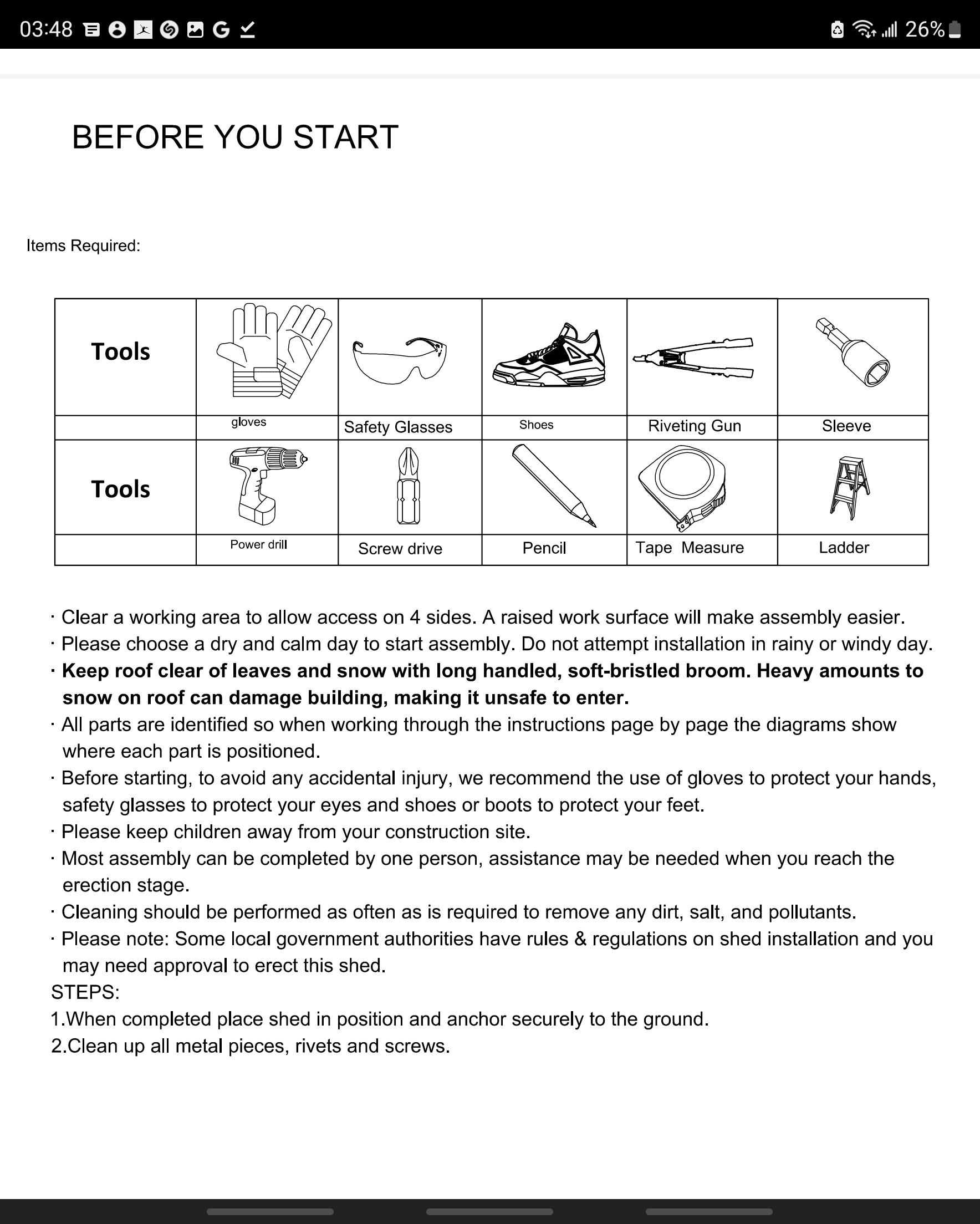 Big fan of this instruction manual recommending that you wear a pair of Jordan 4's. For safety ...