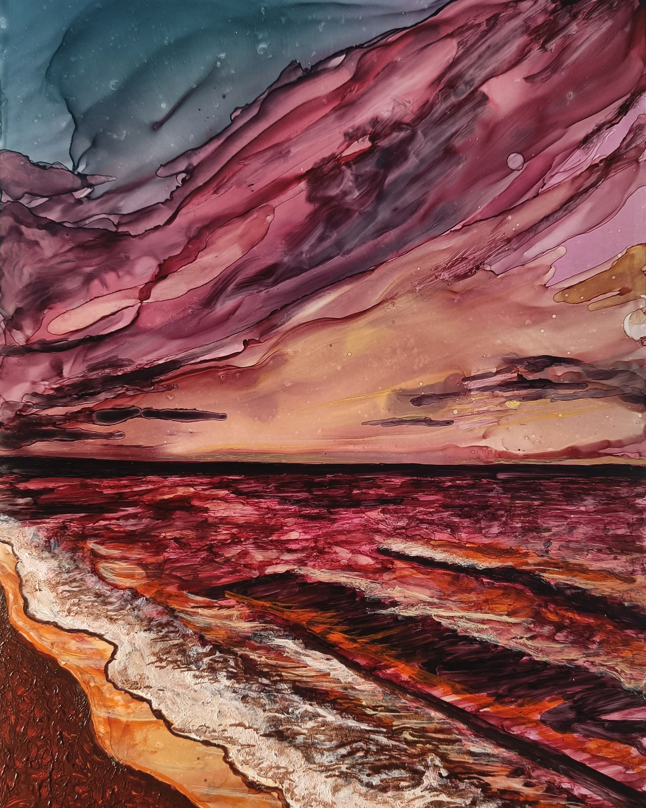 Dramatic beach sunset Art... inspired from a sunset photo of somewhere in Michigan | Scrolller