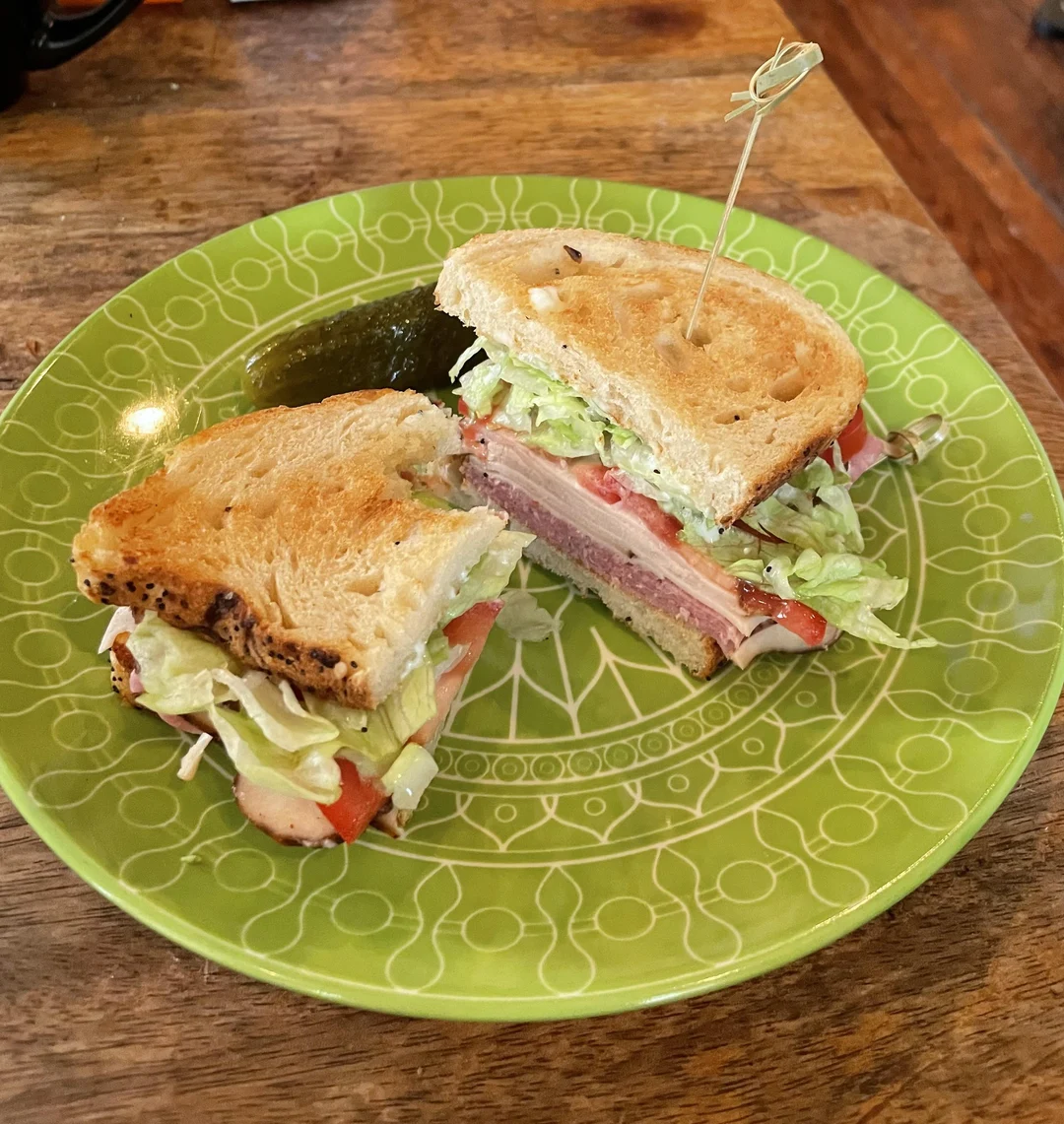 Smoked turkey, Genoa salami, lettuce, tomato & mayo on toasted “everything” sourdough | Scrolller