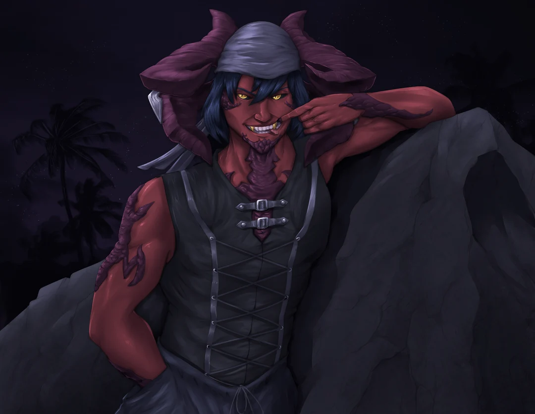 [OC] [ART] Cal the Au Ra Warrior chilling on the beach being playful, art by myself (legendl0re ...