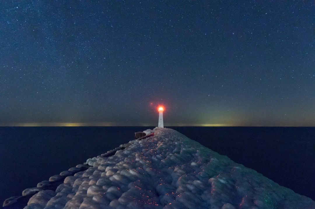 Icy Sodus Point, NY lighthouse | Scrolller
