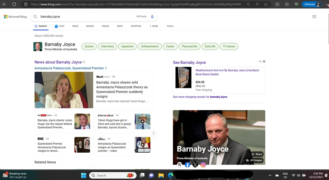 The current Prime Minister according to Bing | Scrolller