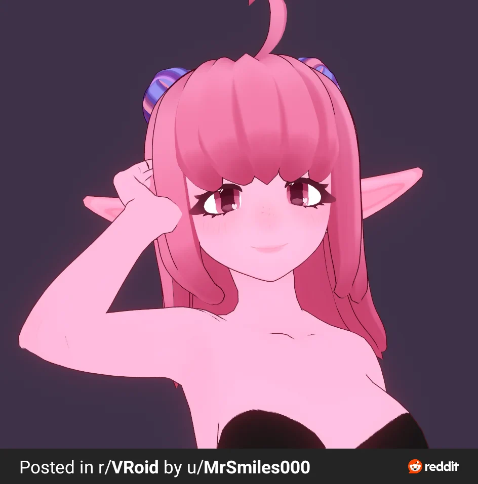 Progress on my Gummy Vtuber (making her in vroid studio bc I didn't feel like drawing all those ...