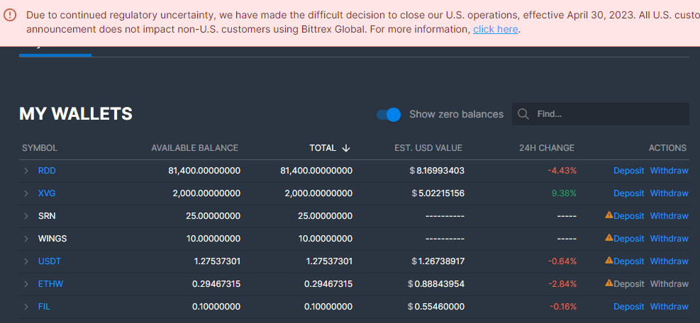 Since Bittrex US is closing, I would like to donate my un-sellable crypto. Any takers? | Scrolller