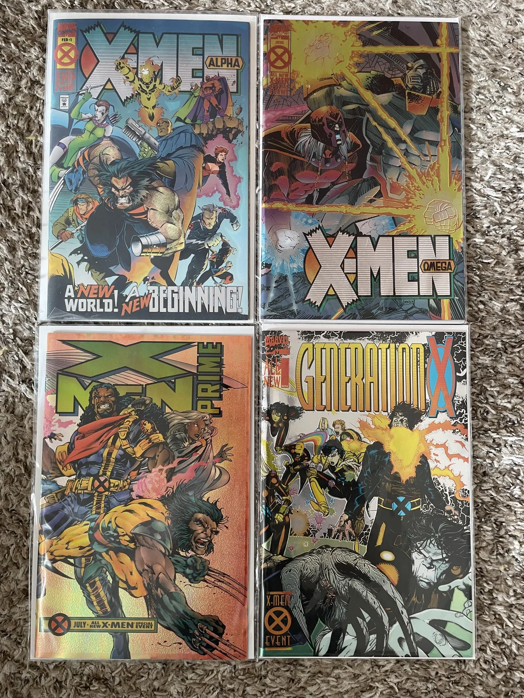 90s Chrome Marvel Comics; X-Men Alpha #1, X-Men Omega #1, X-Men Prime #1 and Generation X #1 ...