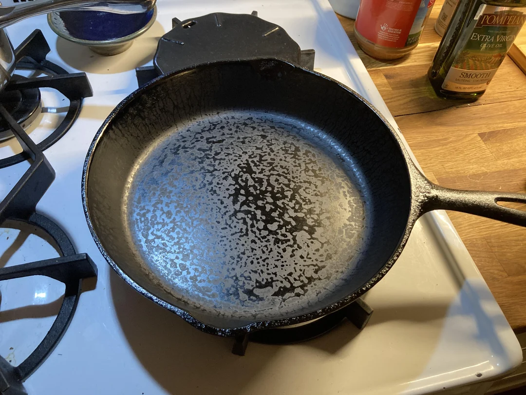 First time seasoning an old pan. What did I do wrong? | Scrolller