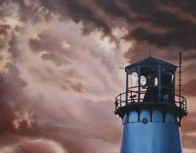 Lighthouse, me, oils, 2018 | Scrolller