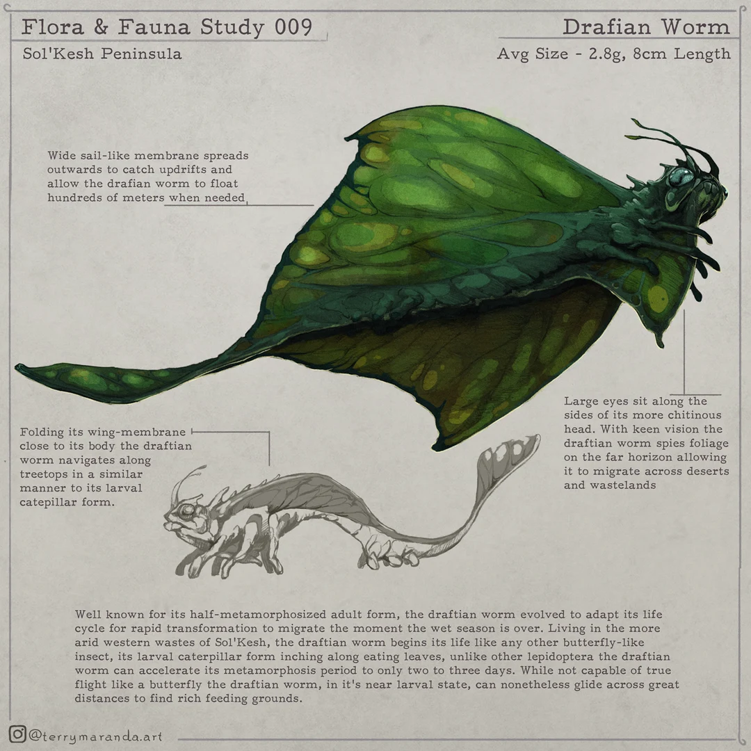 Sol'Kesh Bestiary- Journal Entry 009 - The Drafian Worm | Scrolller
