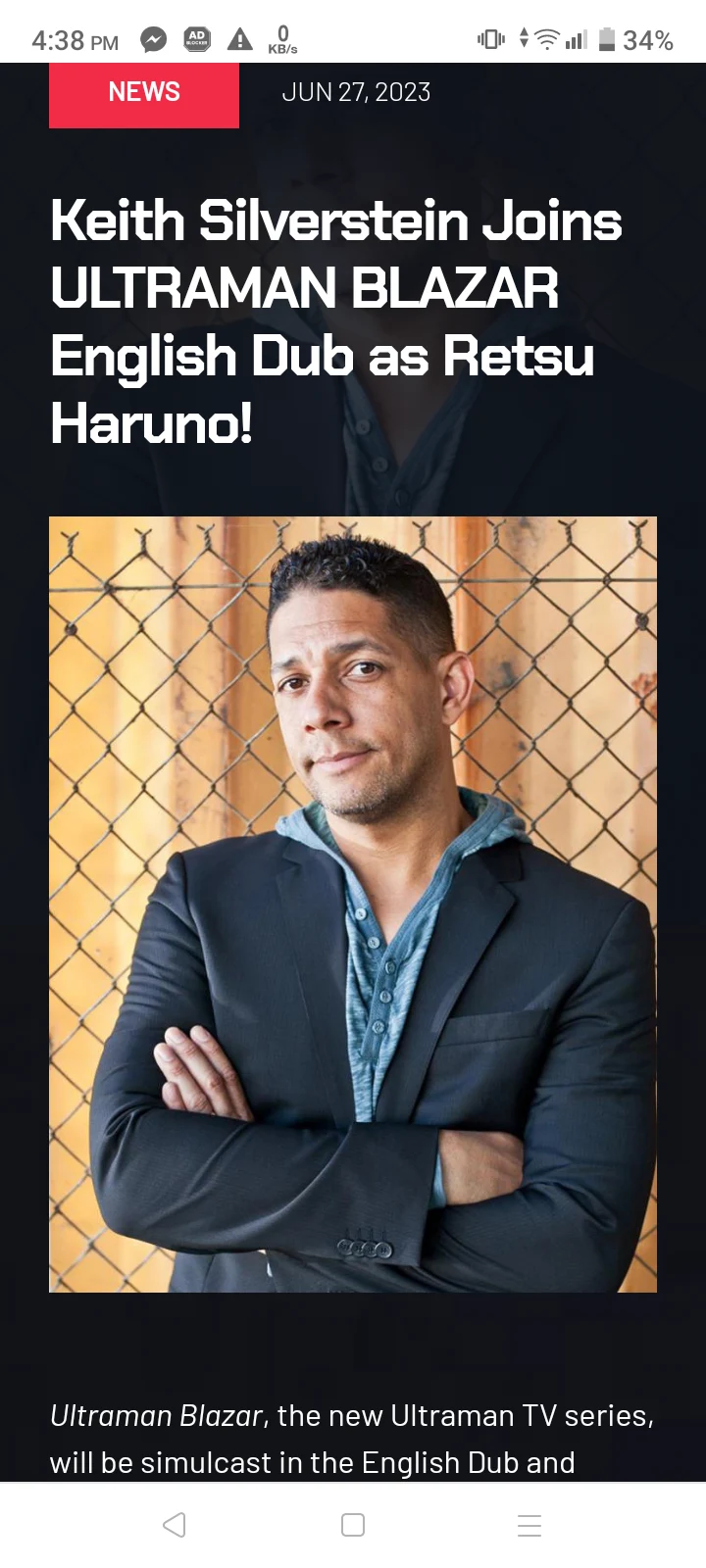 Keith Silverstein joins the Ultraman Blazar voice cast as Retsu Haruno. | Scrolller