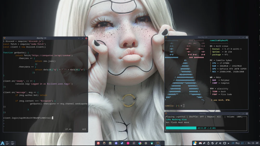 [KDE] My first time ricing. I use Arch, BTW. | Scrolller