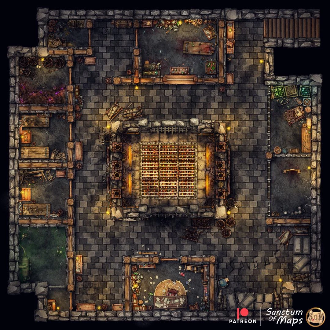 [OC] Hospital Basement - 35x35 Battlemap | Scrolller