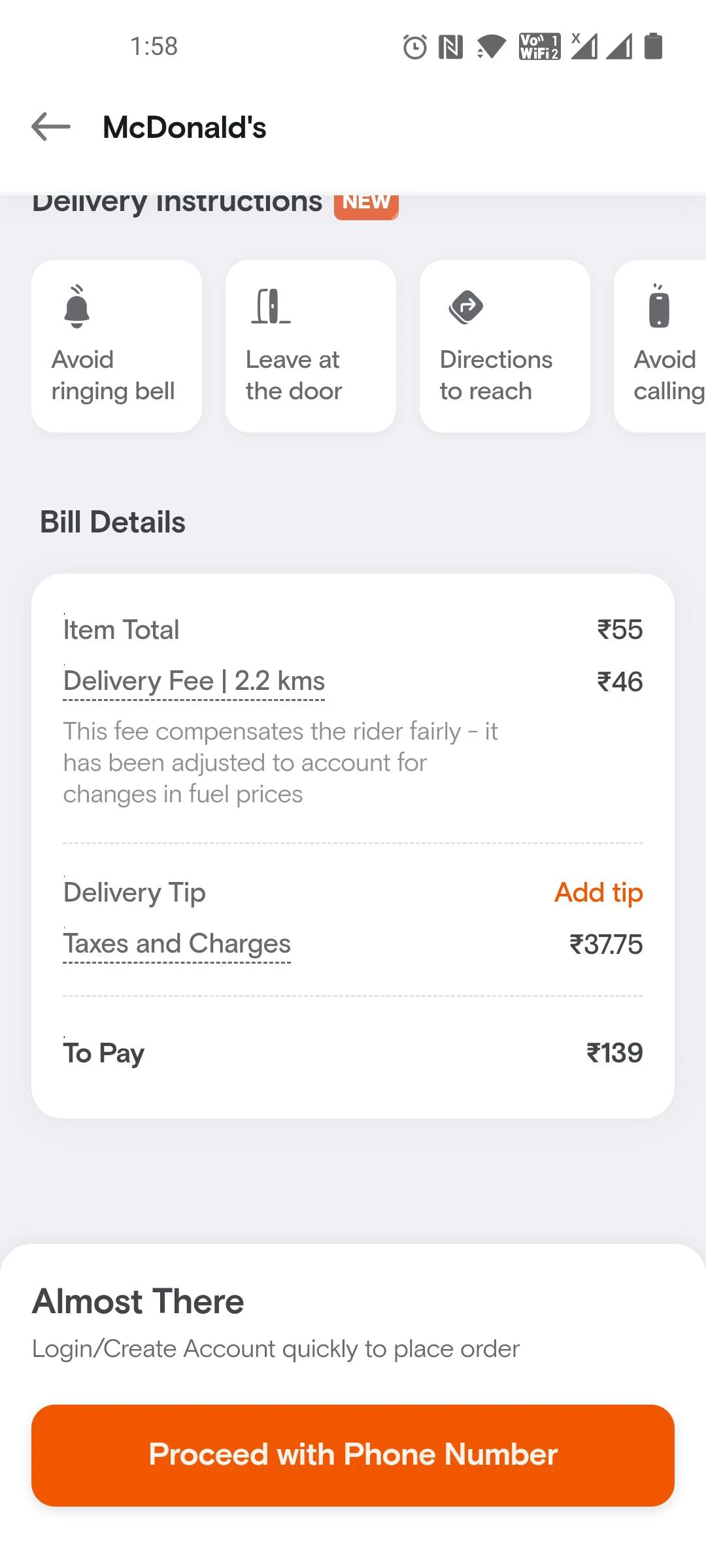 Ordering Mac Aloo tikki burger (₹55) from swiggy | Scrolller