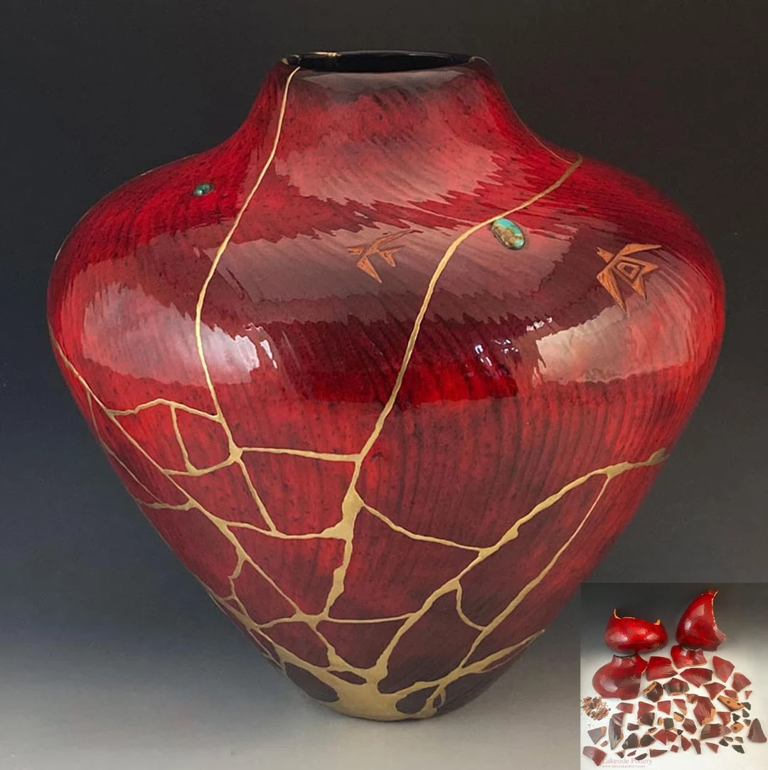 Large Native American Vase Kintsugi Repaired, Lakesidepottery (me), Kintsugi Art, 2023 | Scrolller