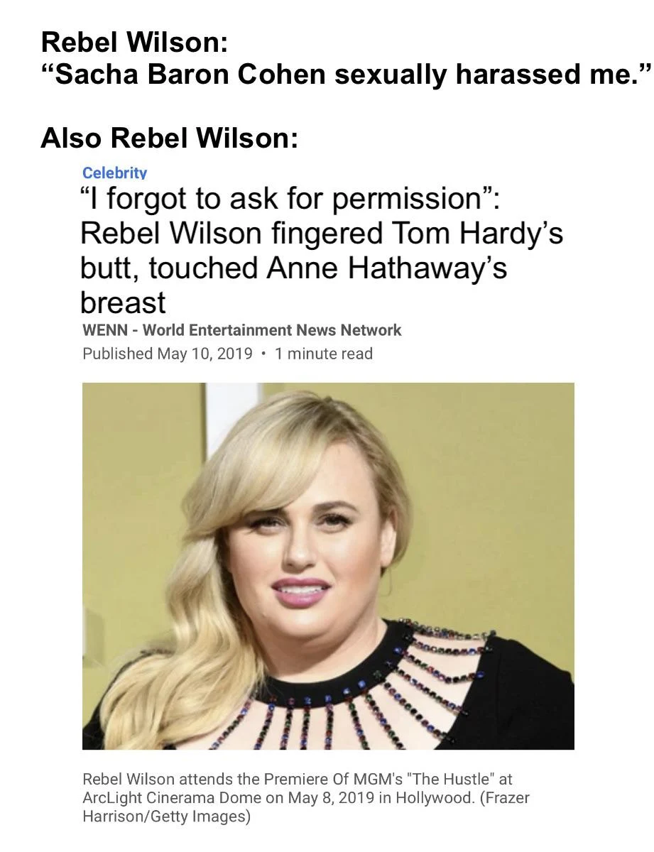 I’m not defending Sacha, but I can’t say I feel bad for Rebel Wilson | Scrolller