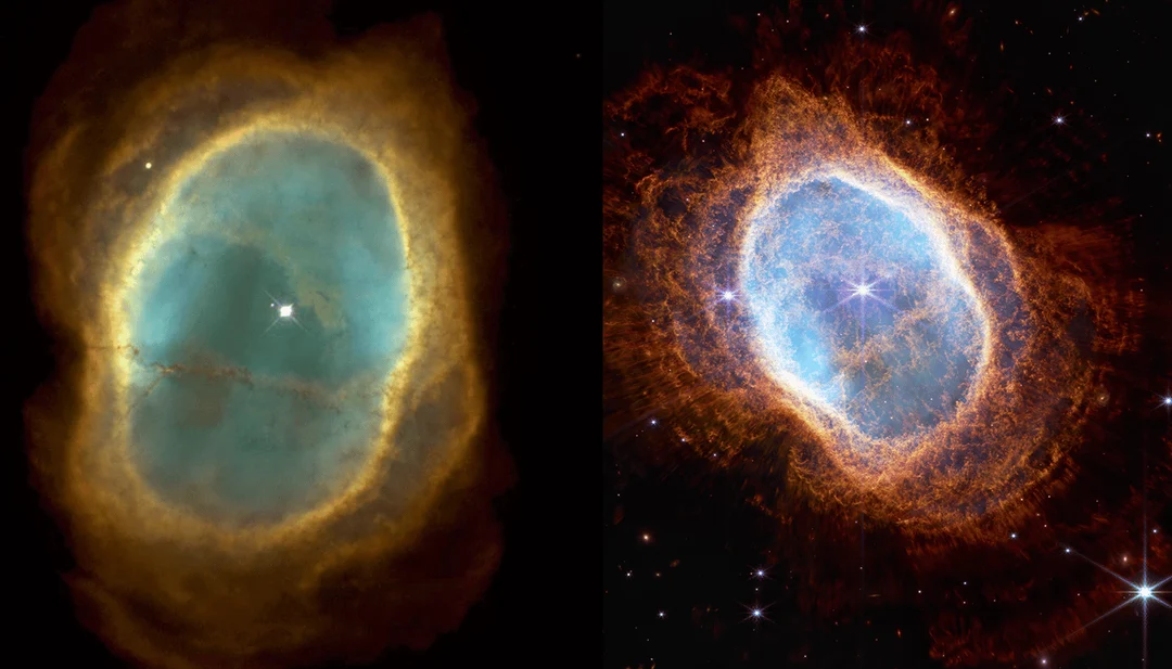 Comparison of the Southern Ring Nebula between Hubble and James Webb. Foockin' RTX ON | Scrolller