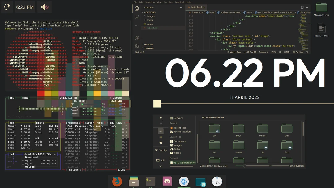 [Plasma] Gruvbox themed minimalist design for my eyes | Scrolller