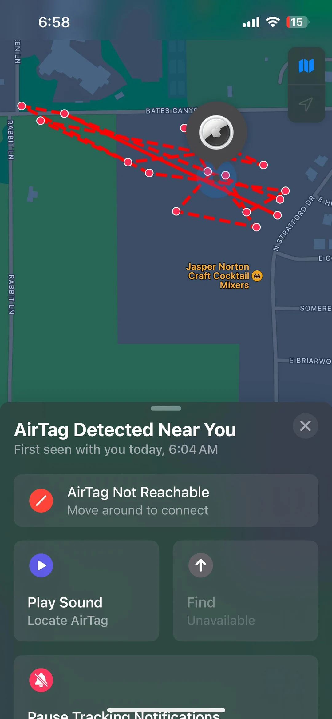 While I was at work today I got a notification about an air tag that was connected to my ...