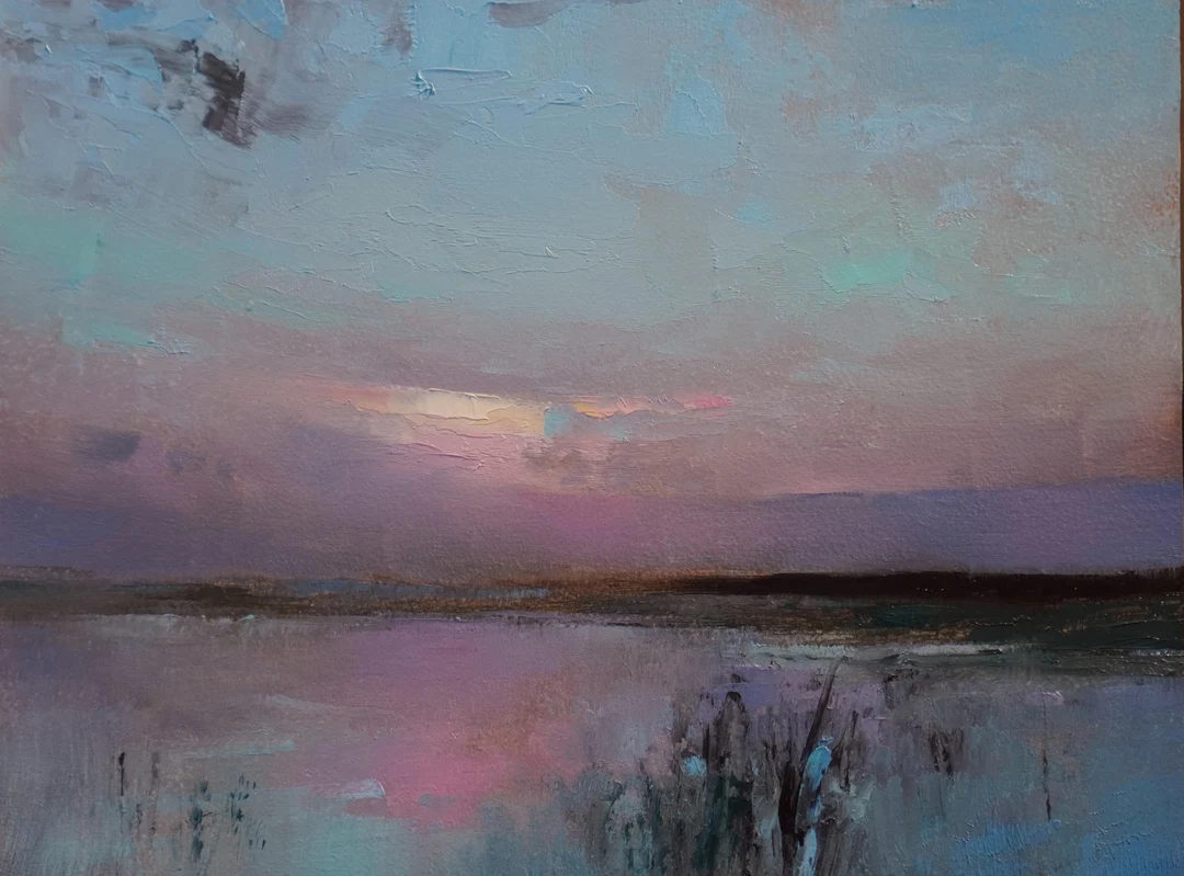 Dusk by me, oil on wood panel. | Scrolller