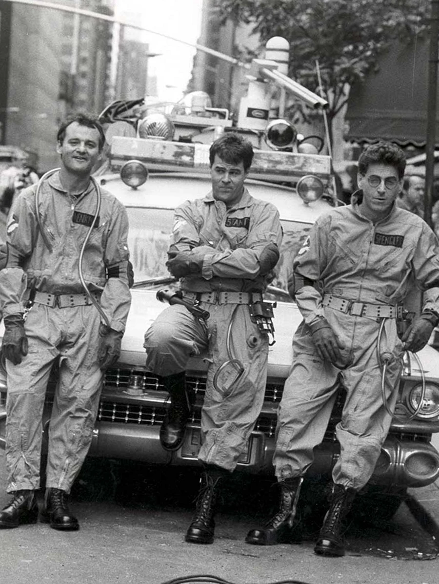 Bill Murray, Dan Aykroyd & Harold Ramis on set of Ghostbusters, 1984 | Scrolller