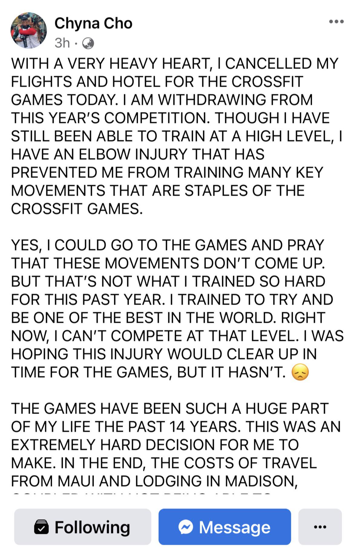 Chyna Cho withdrew from the Games | Scrolller