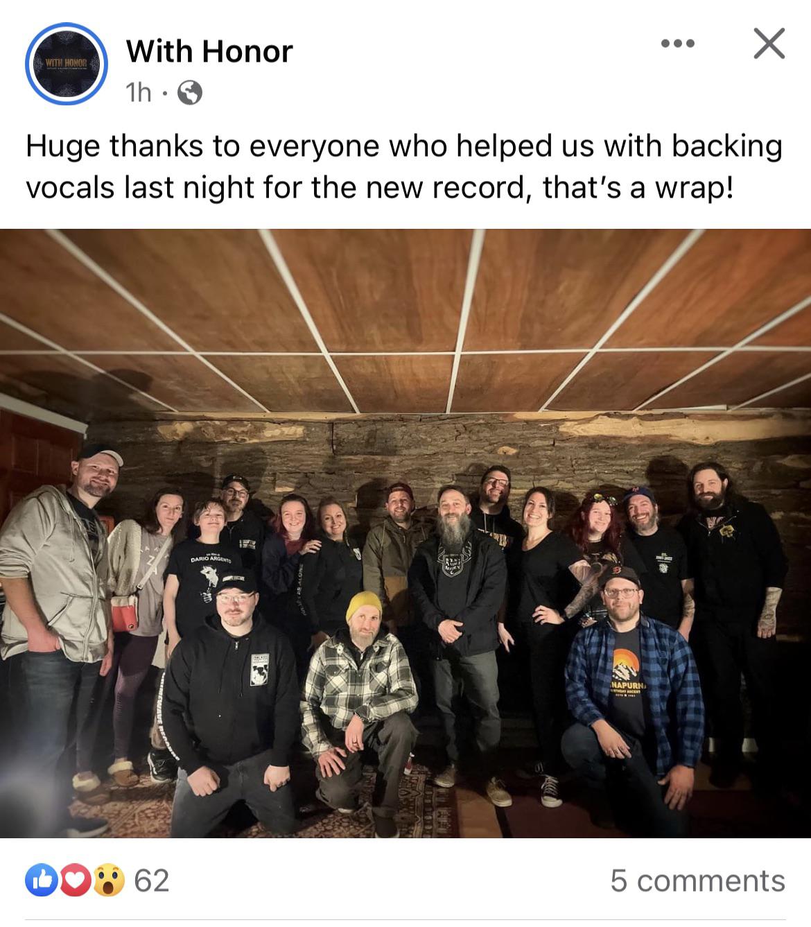 Great news. I just saw that With Honor is recording a new record. | Scrolller