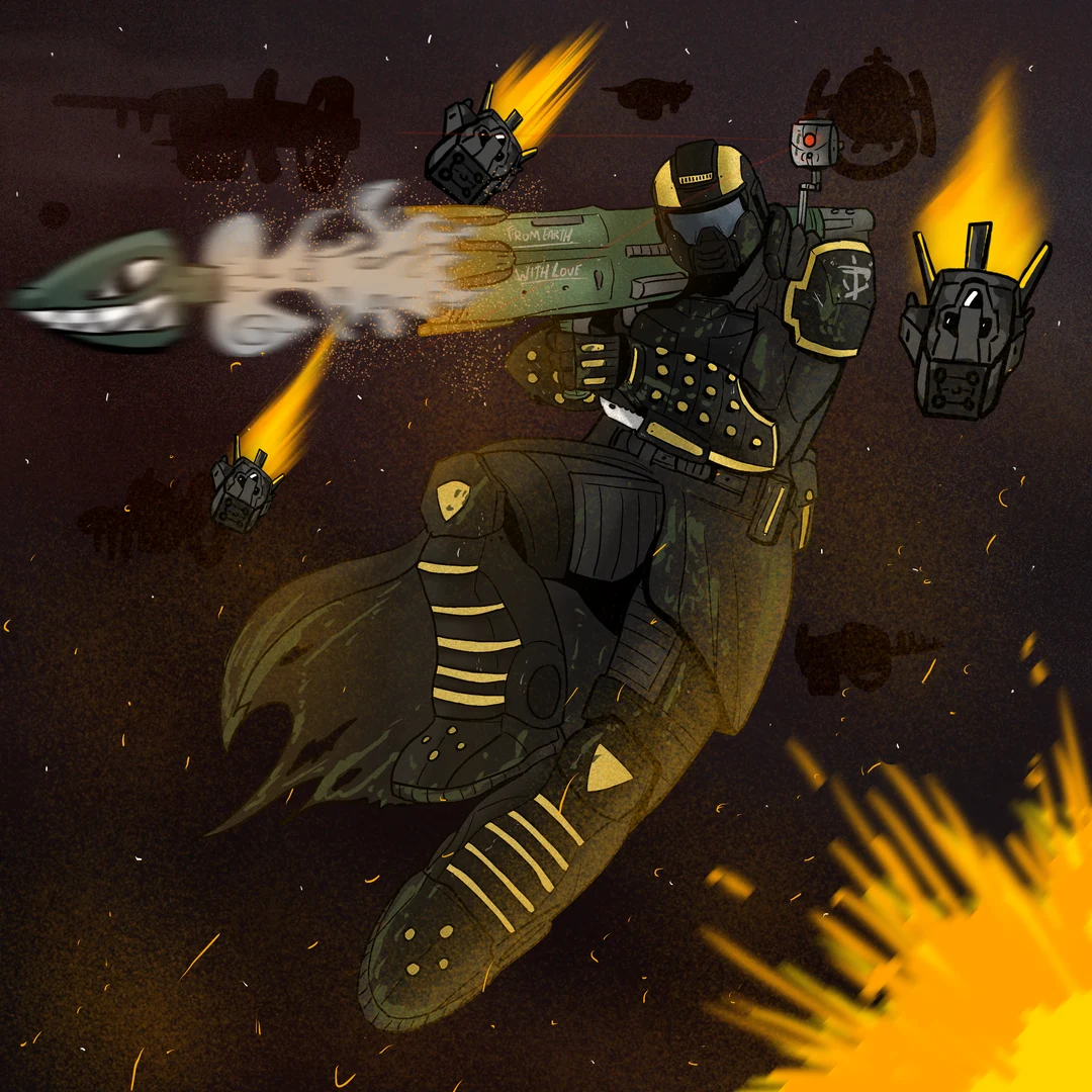 Hellfall Slayer, a Doom crossover with Helldivers 2 and Halo ODST Helljumpers. Art by GasSpares ...