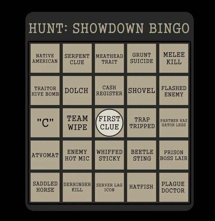 Hunt: Showdown Bingo | Scrolller