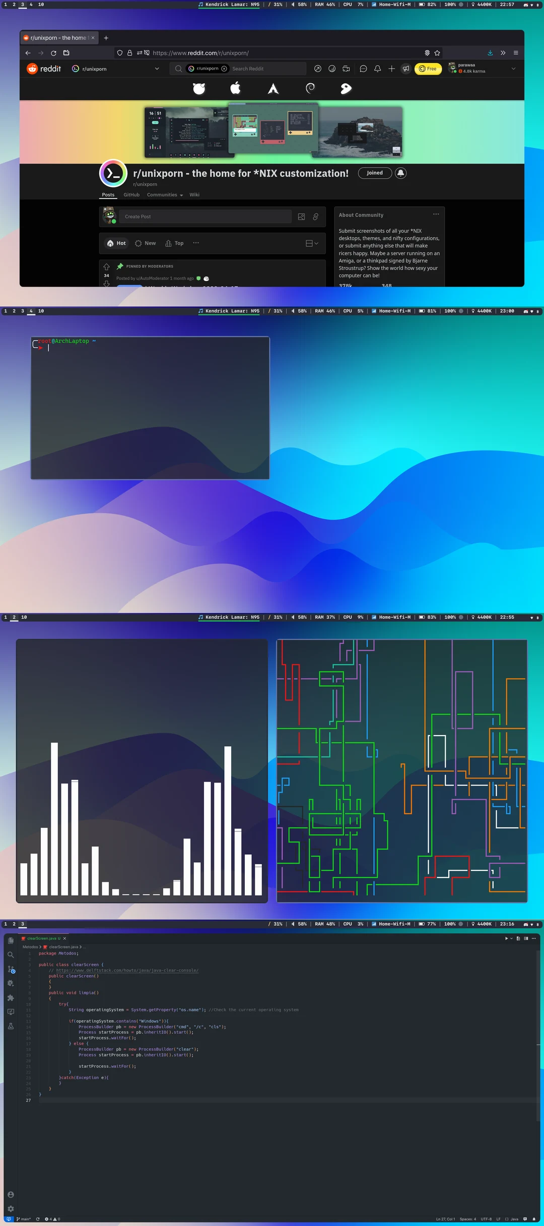 [i3] My first rice, i3+Polybar on Arch Linux | Scrolller